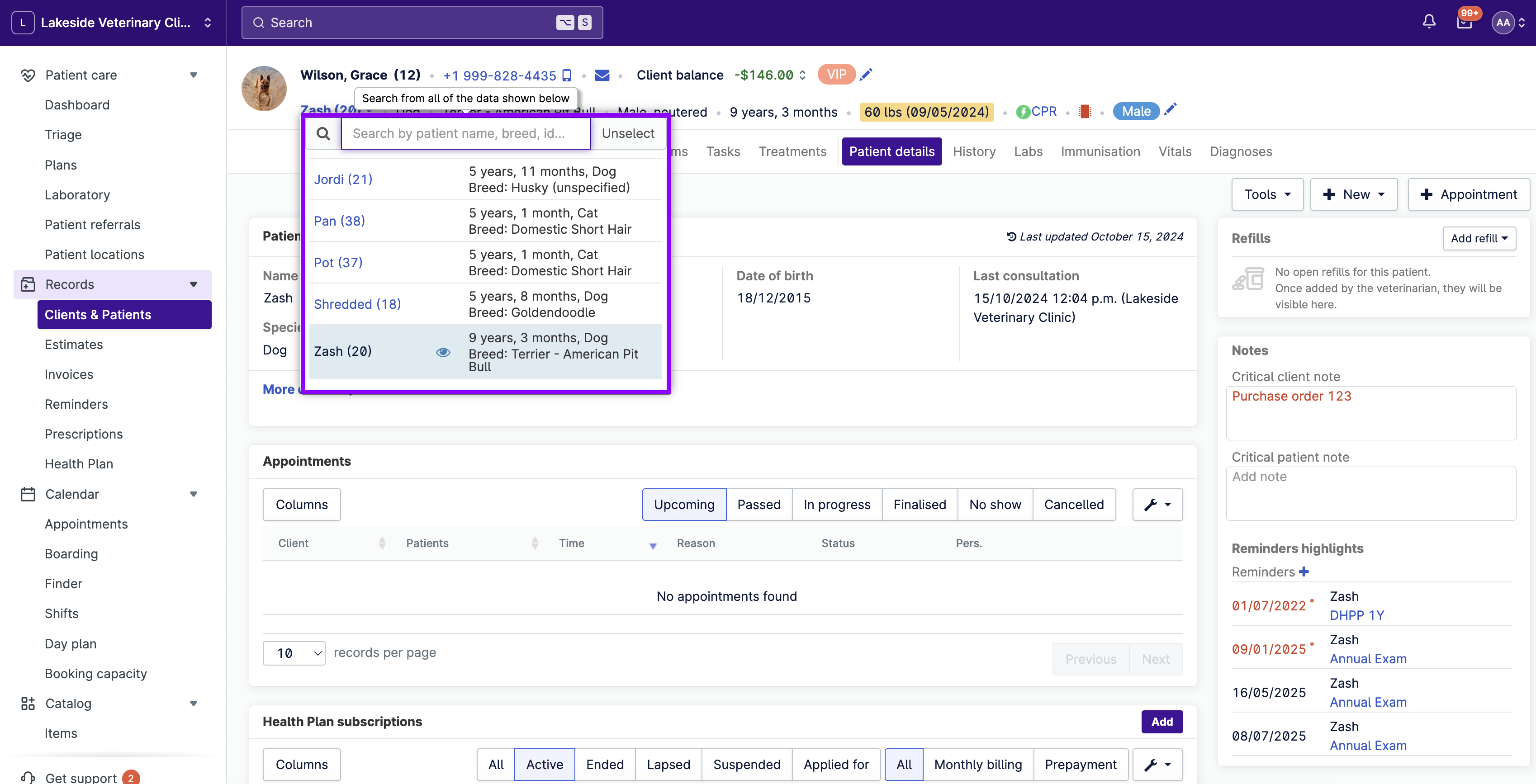 Veterinary Practice Software - Patient Records